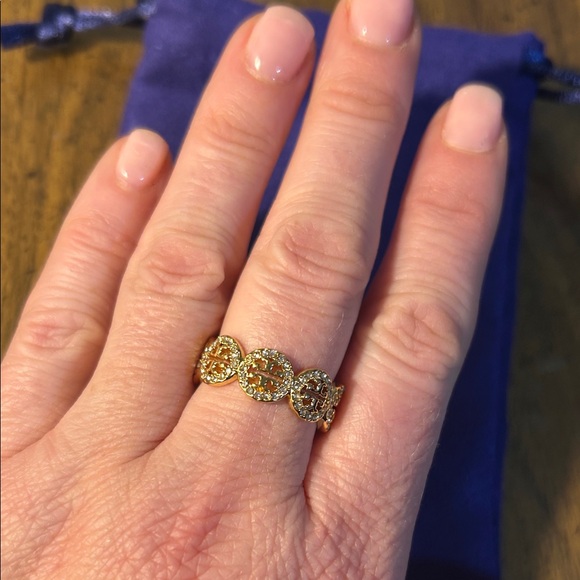 Tory Burch | Jewelry | Tory Burch Gold Pave Ring Size 8 | Poshmark